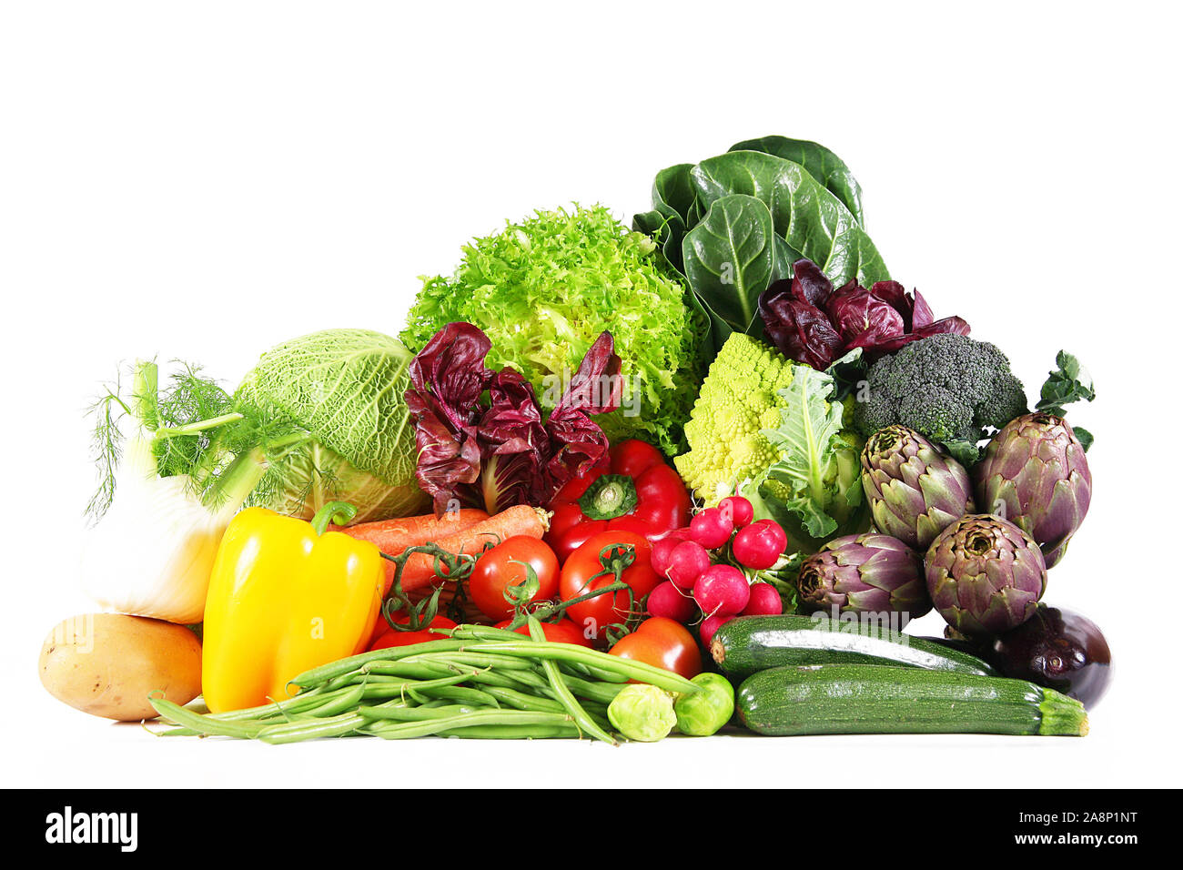 a fresh group of vegetables on white background Stock Photo - Alamy