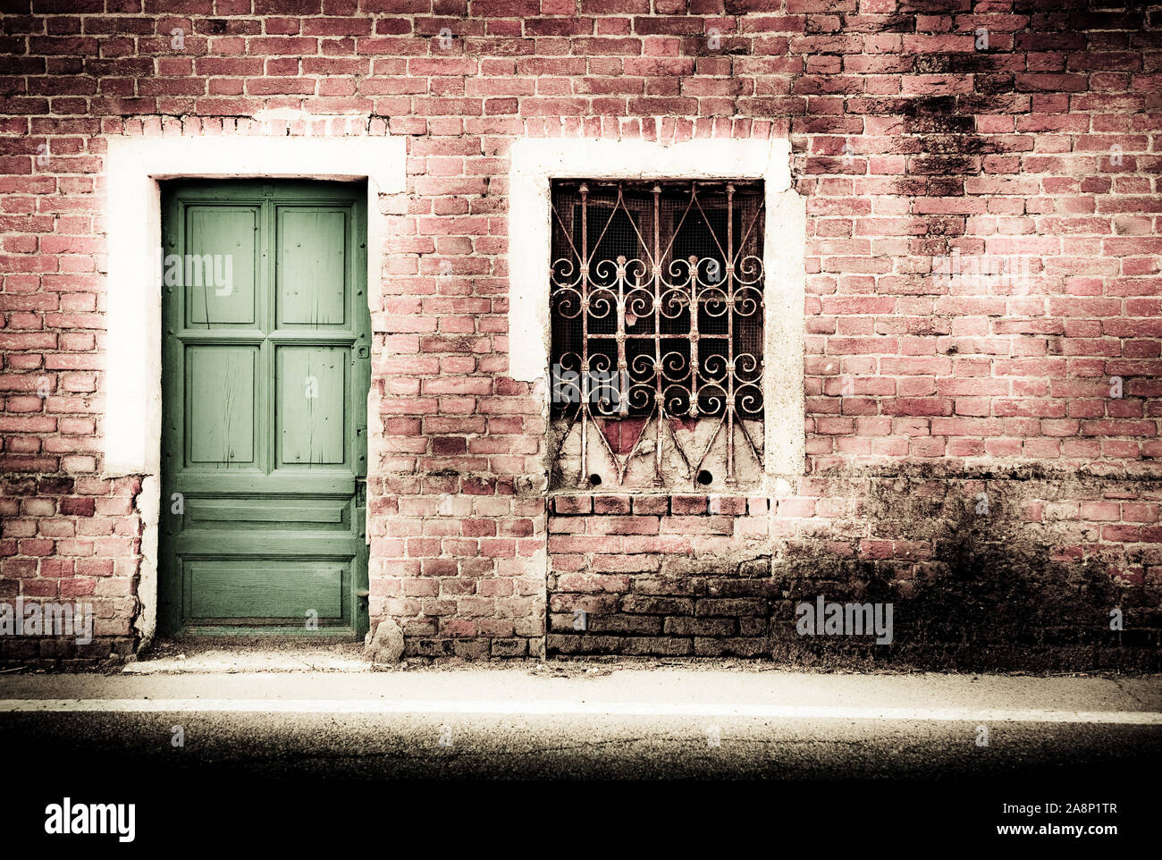 old typical vintage wooden door and window Stock Photo - Alamy