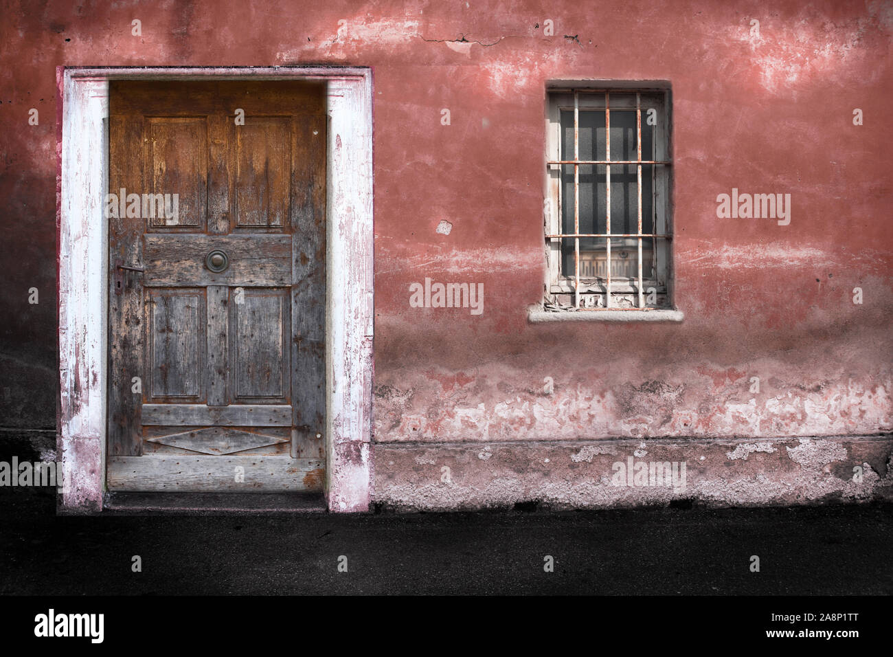 old typical vintage wooden door and window Stock Photo - Alamy