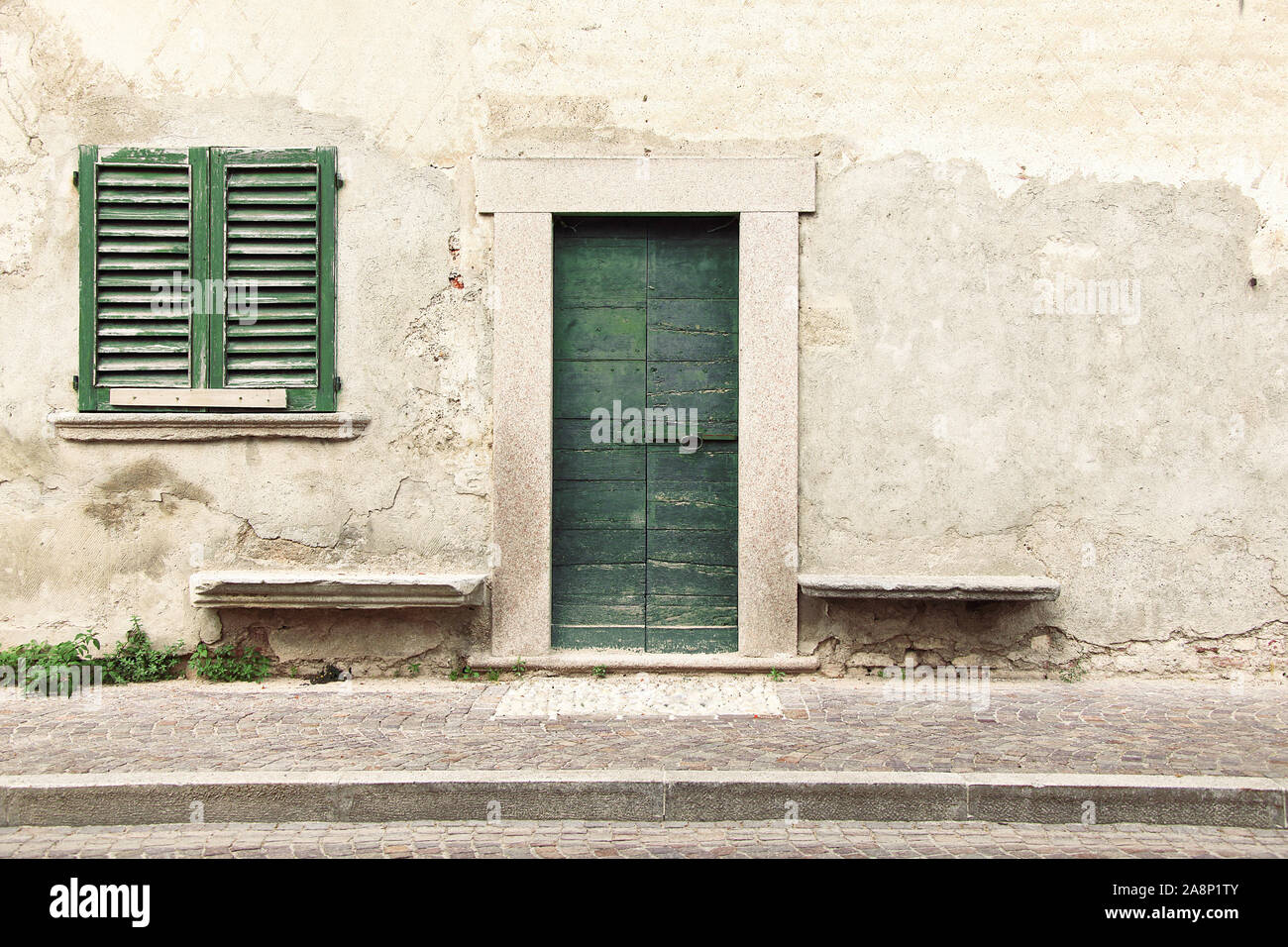 old typical vintage wooden door and window Stock Photo - Alamy