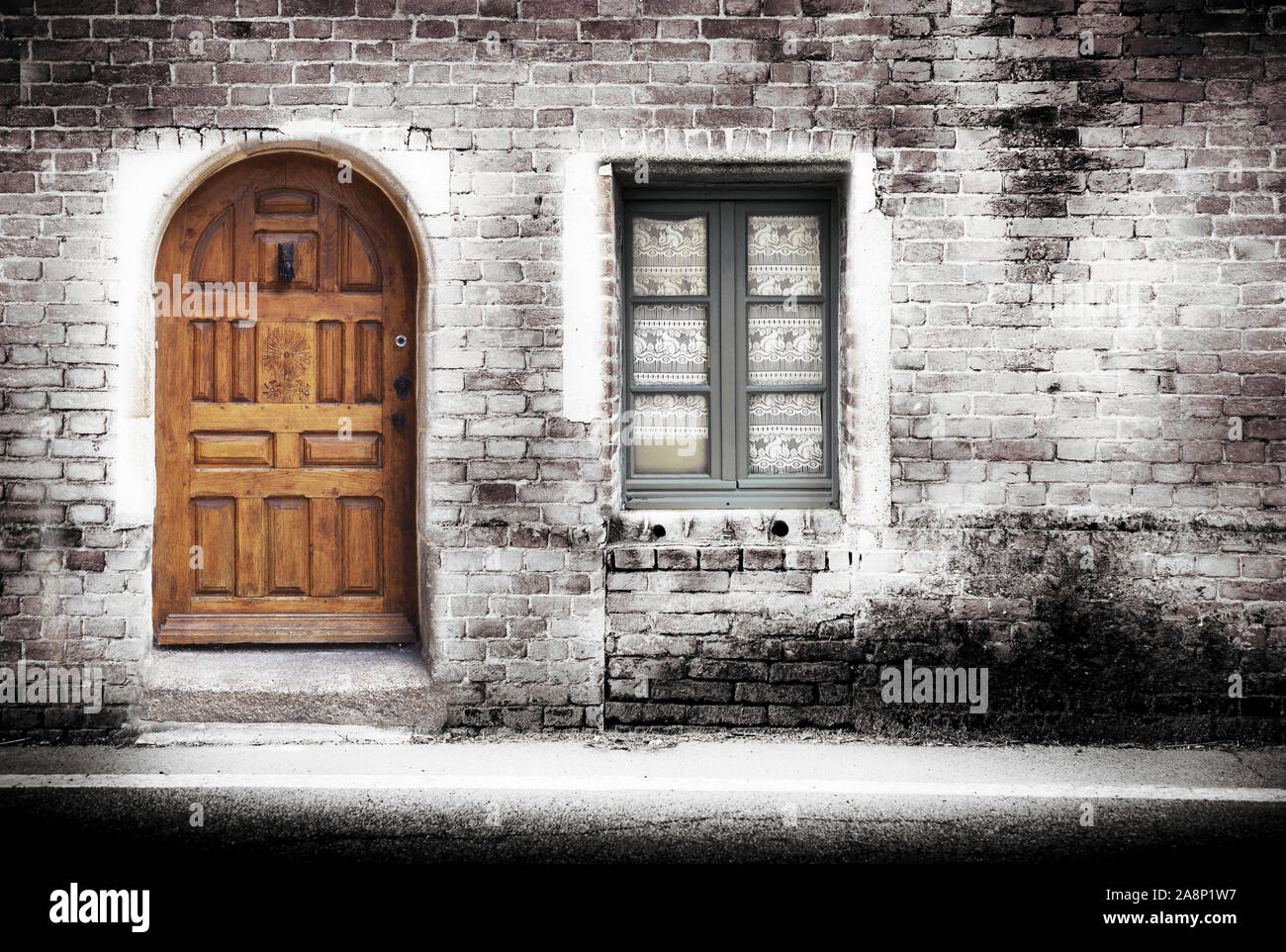 old typical vintage wooden door and window Stock Photo - Alamy