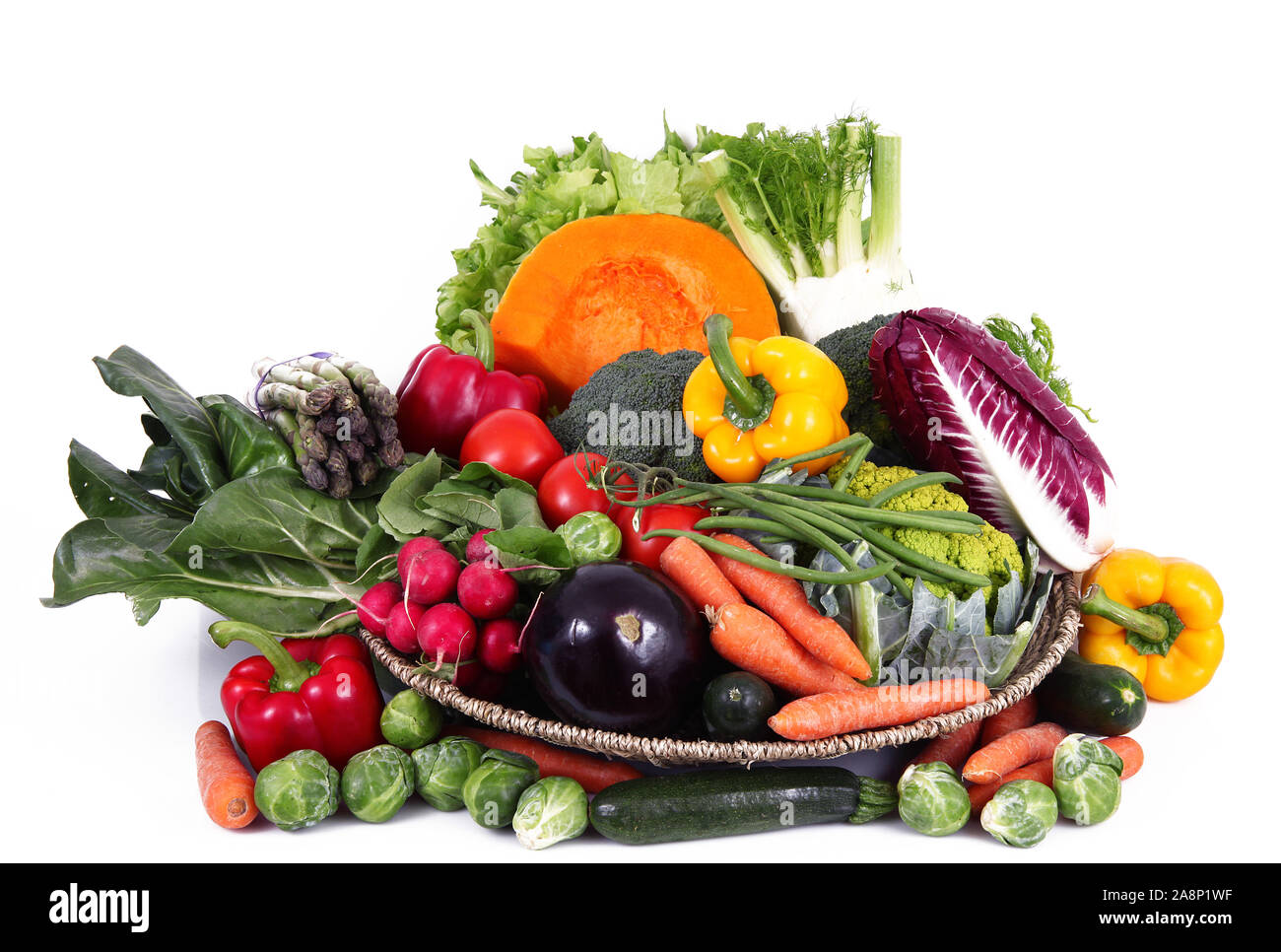 a fresh group of vegetables on white background Stock Photo - Alamy