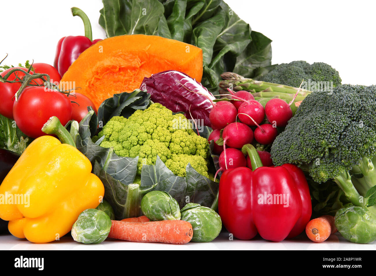 a fresh group of vegetables on white background Stock Photo - Alamy
