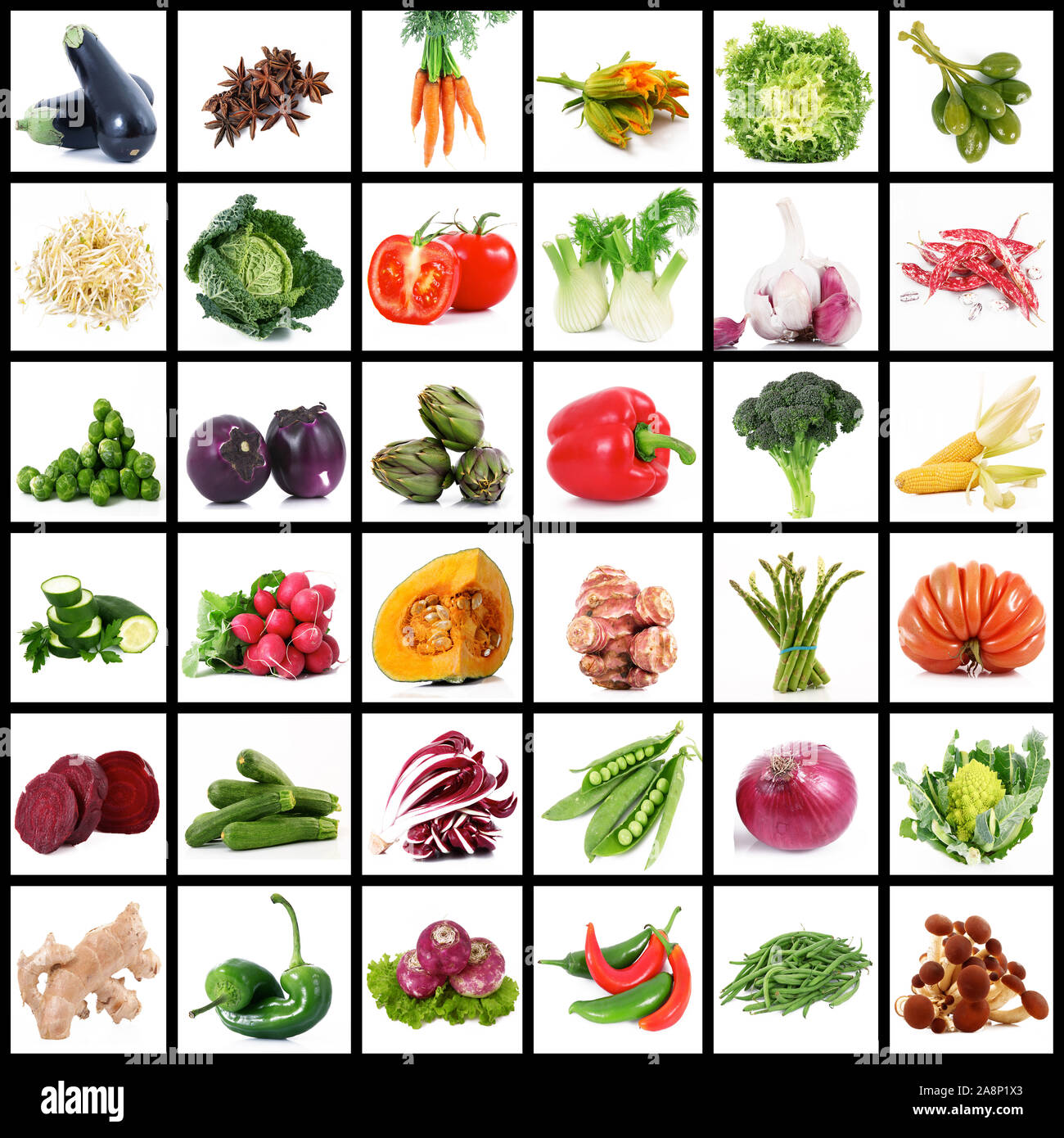 a fresh group of vegetables on white background Stock Photo - Alamy
