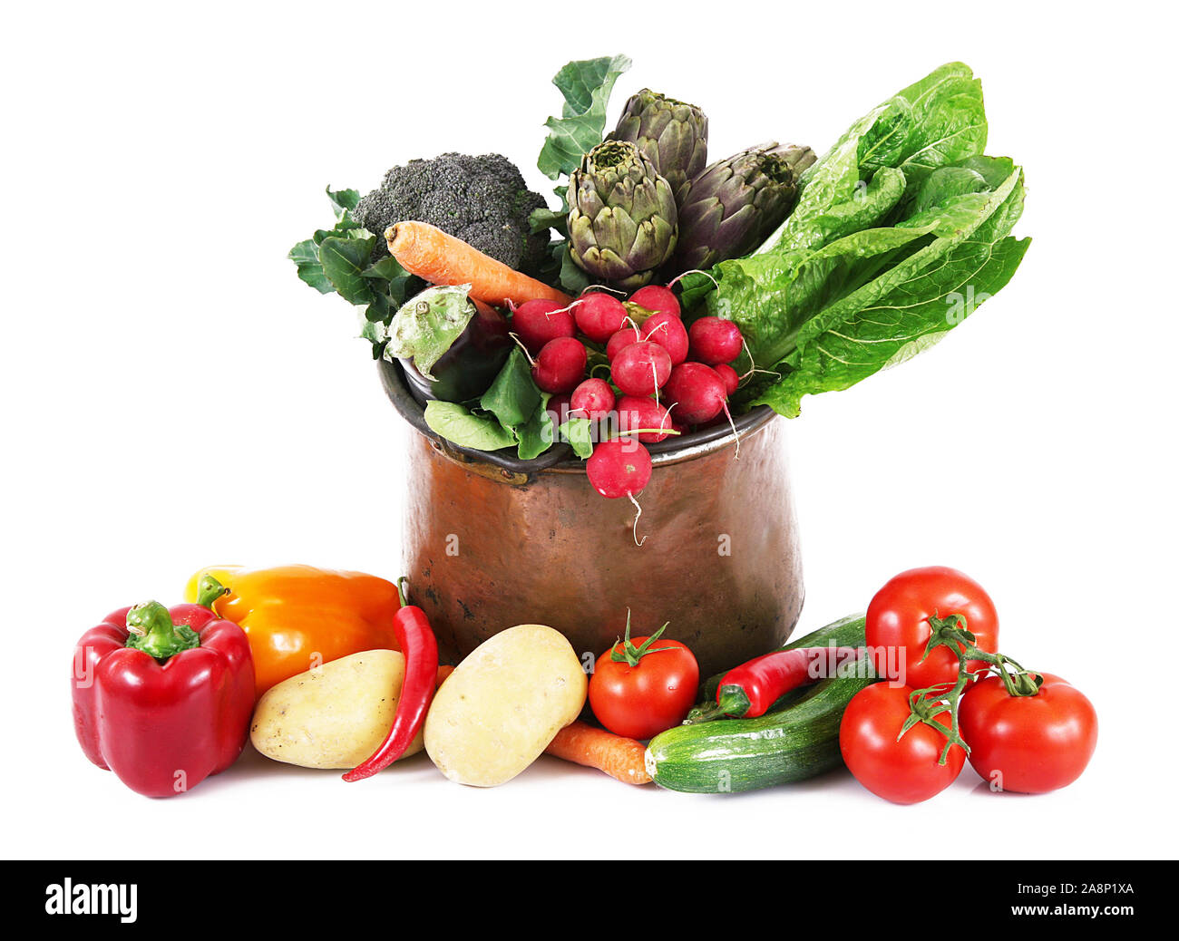 a background of fresh vegetables in pot Stock Photo - Alamy