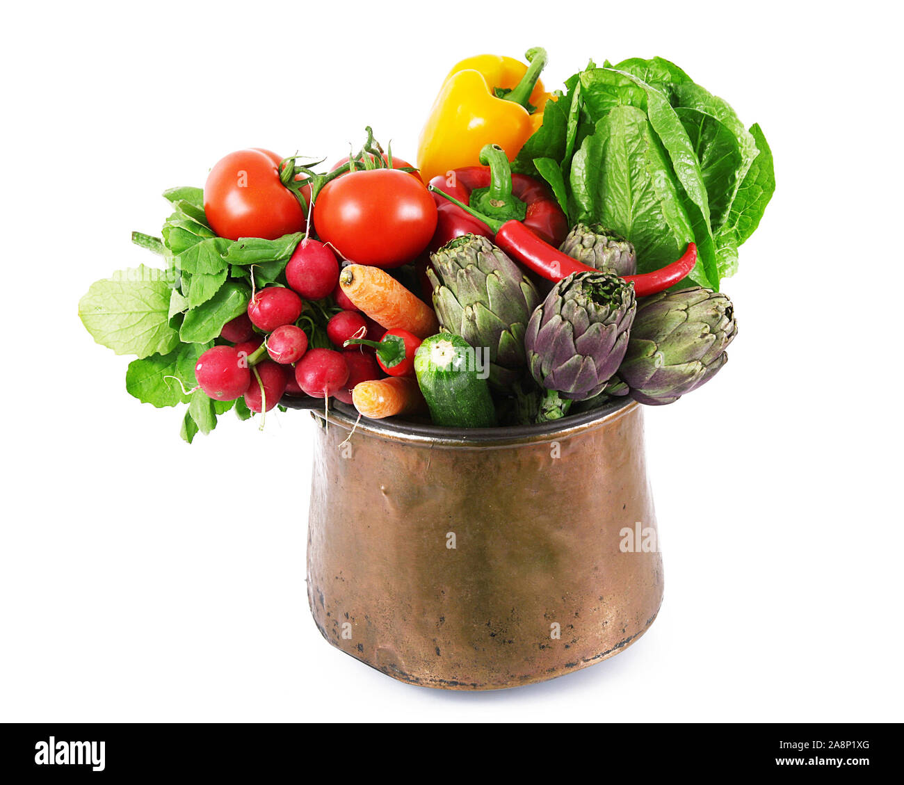 a background of fresh vegetables in pot Stock Photo - Alamy