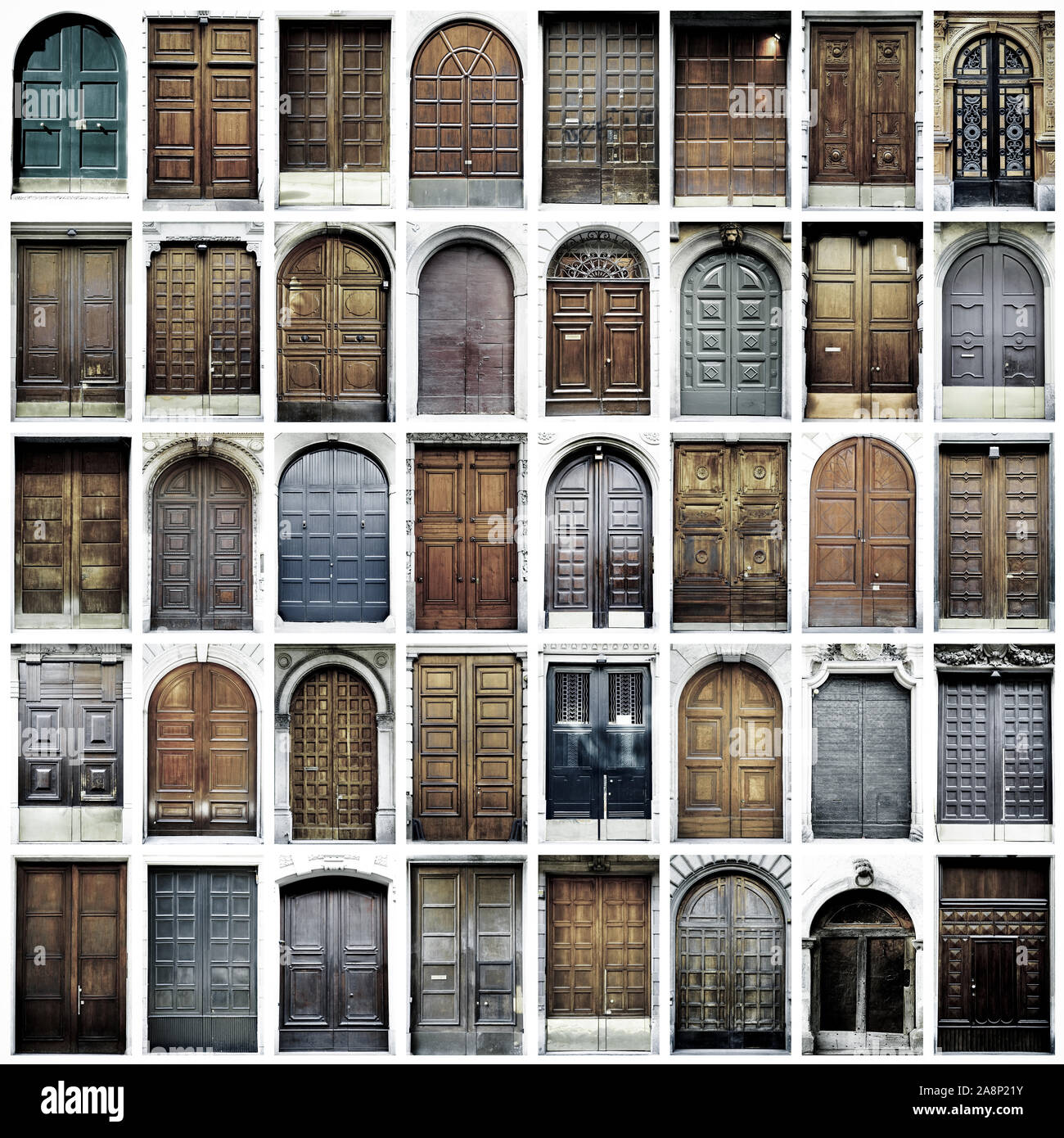 collage of typical vintage wooden doors Stock Photo - Alamy