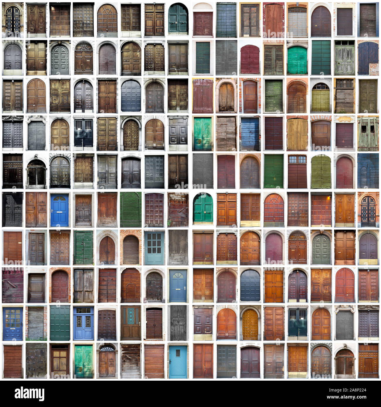 collage of typical vintage wooden doors Stock Photo - Alamy