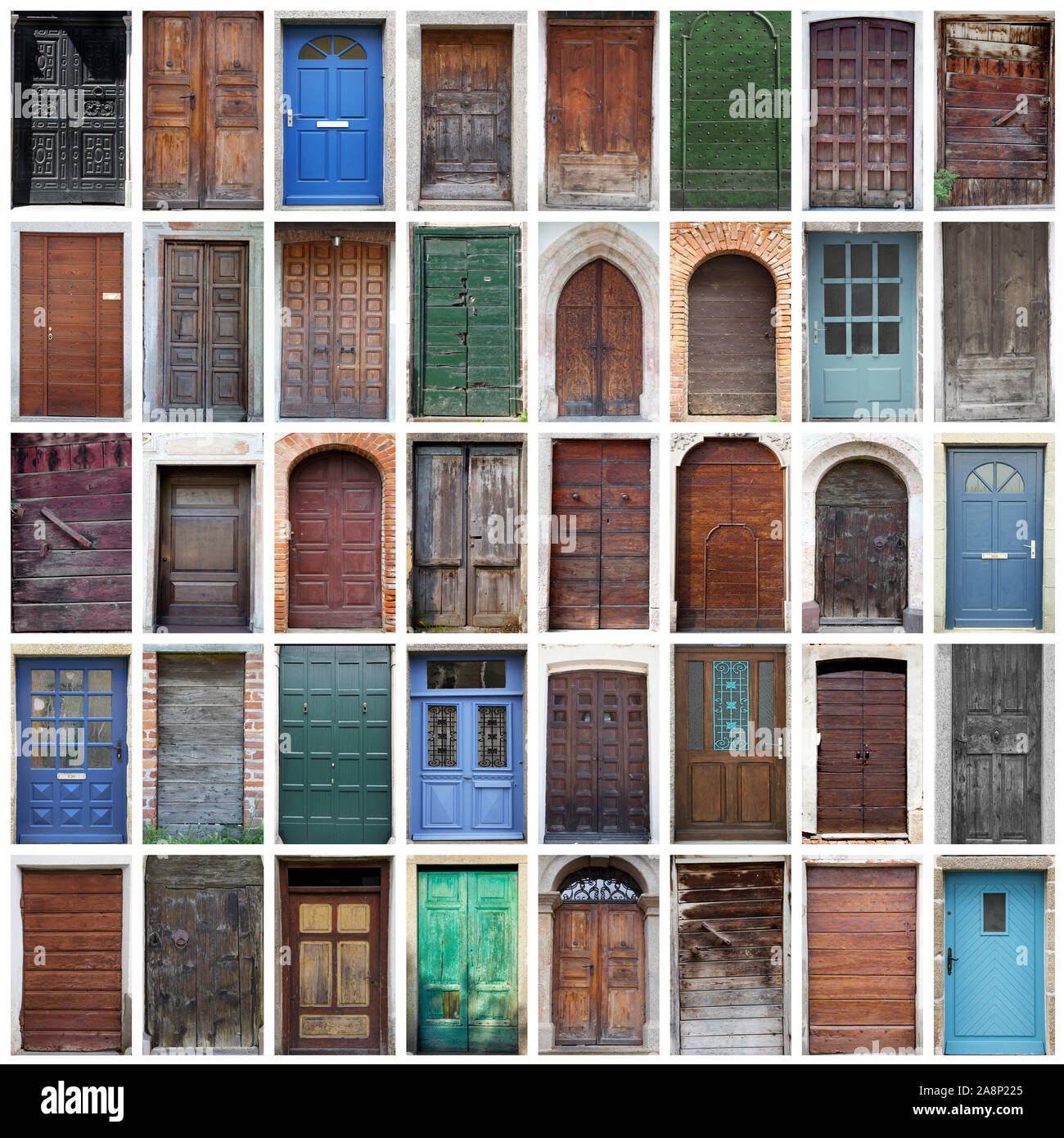 collage of typical vintage wooden doors Stock Photo - Alamy