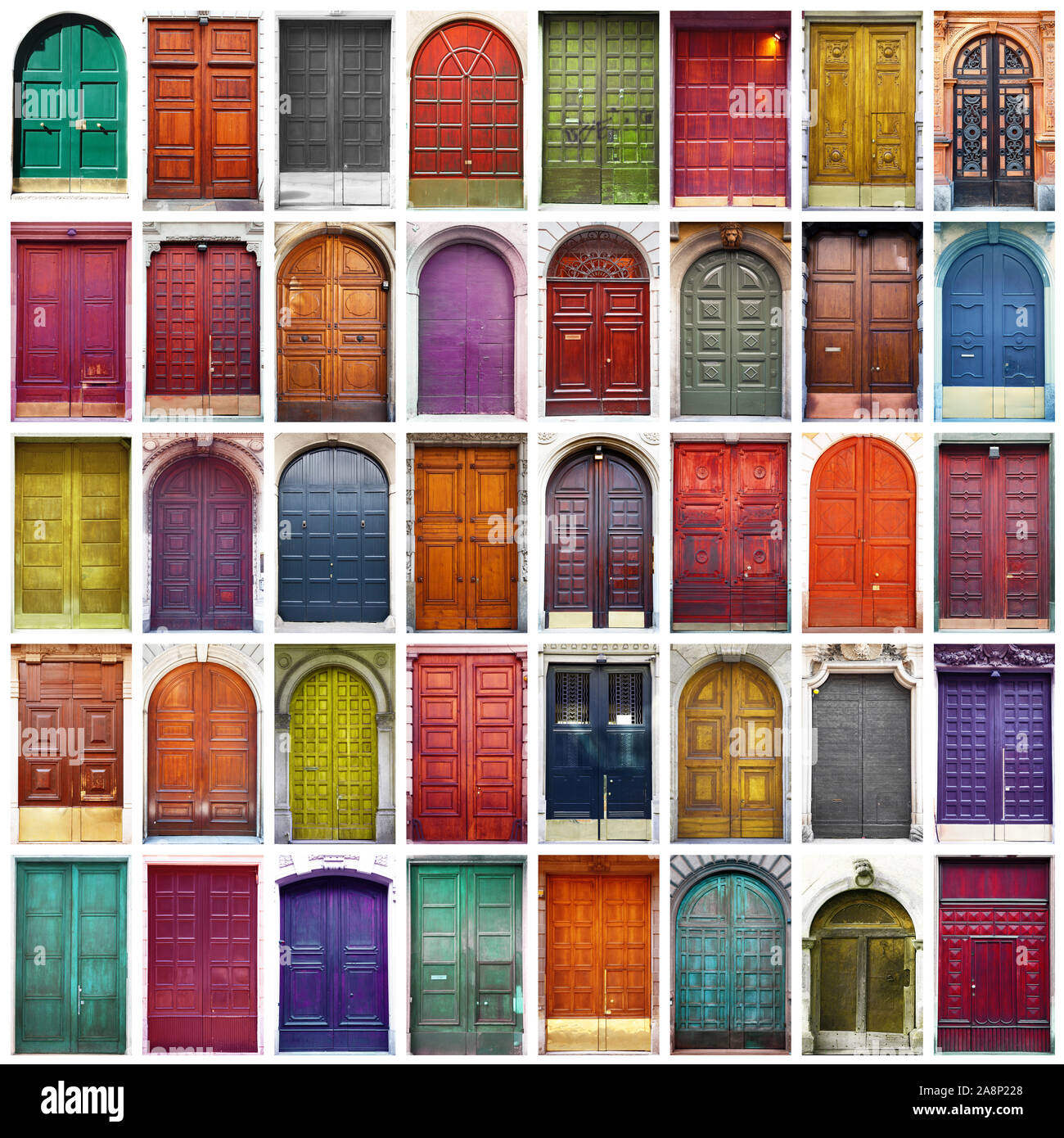 collage of typical vintage wooden doors Stock Photo - Alamy