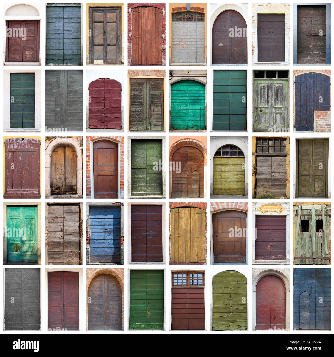collage of typical vintage wooden doors Stock Photo - Alamy