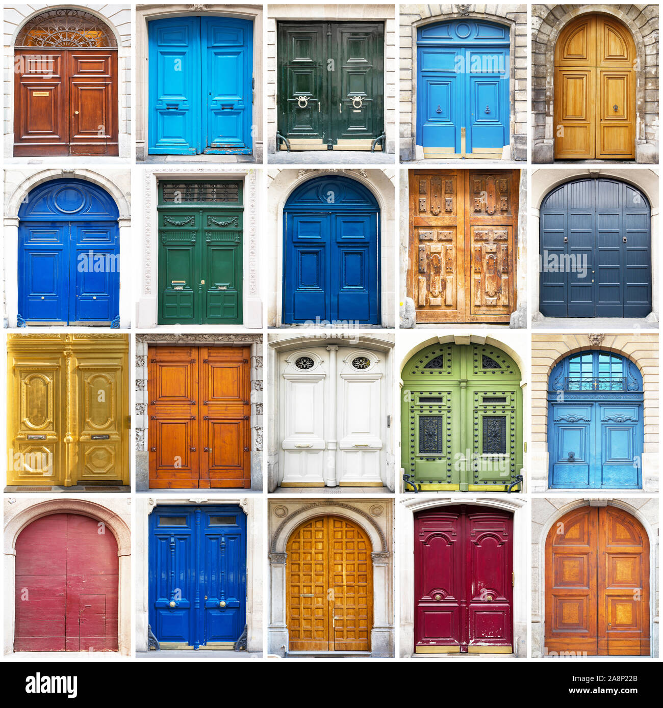 collage of typical vintage wooden doors Stock Photo - Alamy