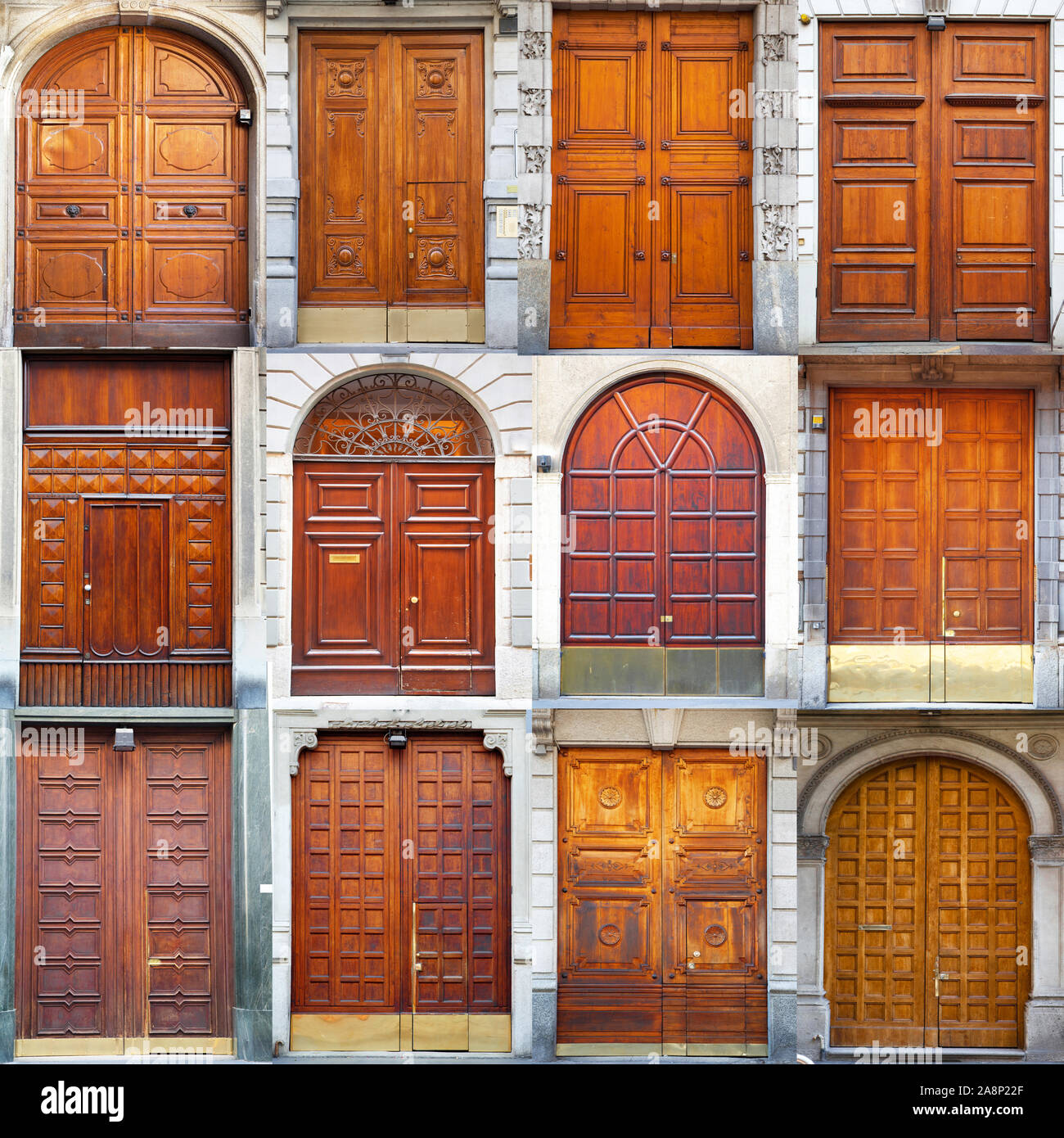 collage of typical vintage wooden doors Stock Photo - Alamy