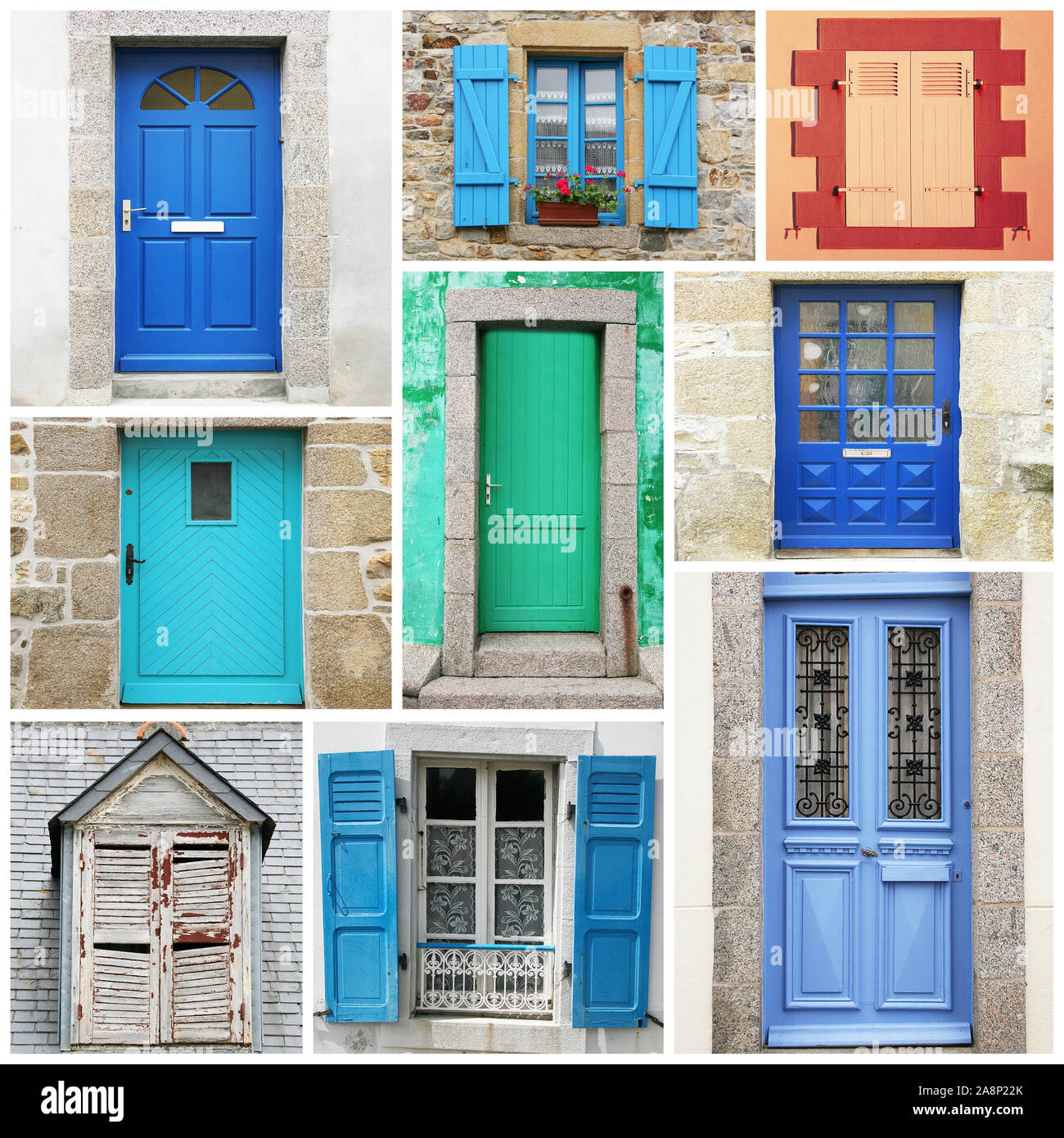 collage of typical vintage wooden doors Stock Photo - Alamy