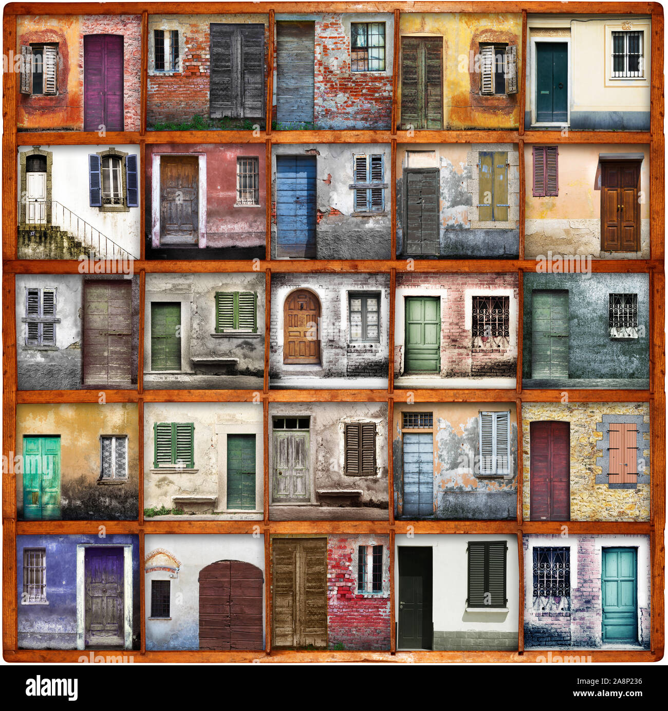 collage of typical vintage wooden doors Stock Photo - Alamy