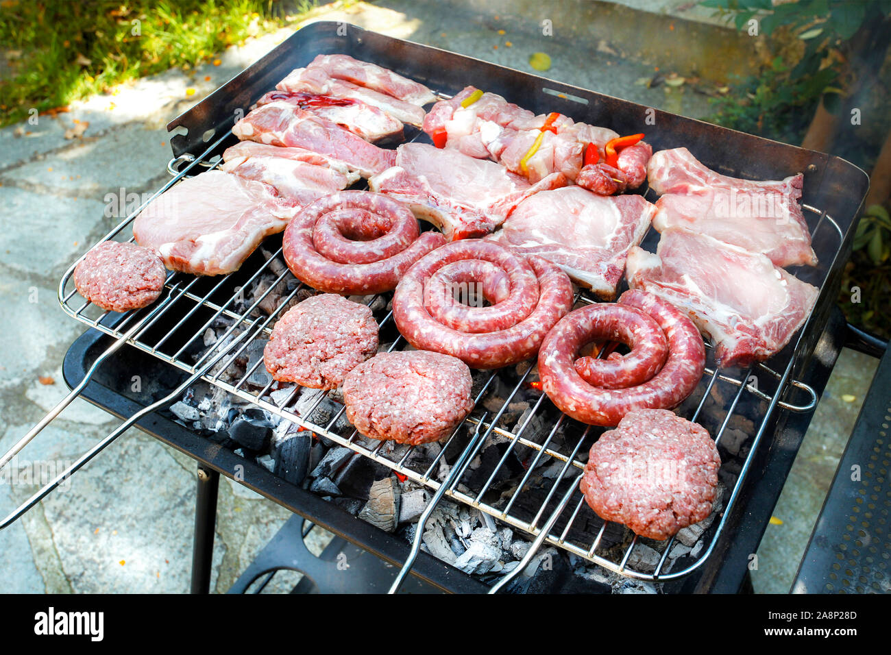 Mixed barbecue meat view from above Stock Photo - Alamy