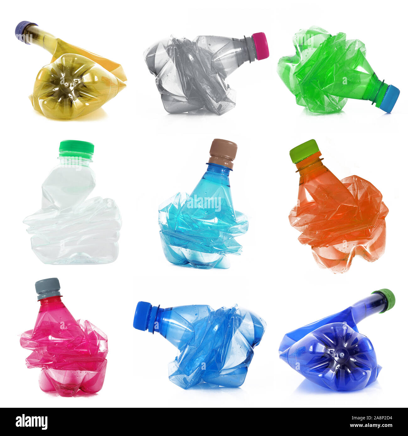 plastic bottles collage on white background Stock Photo - Alamy