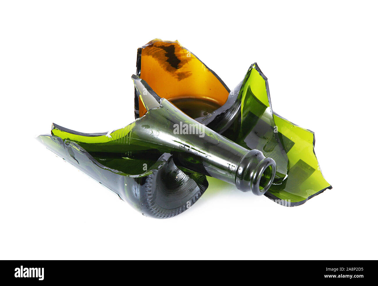 glass broken bottle on white background Stock Photo - Alamy