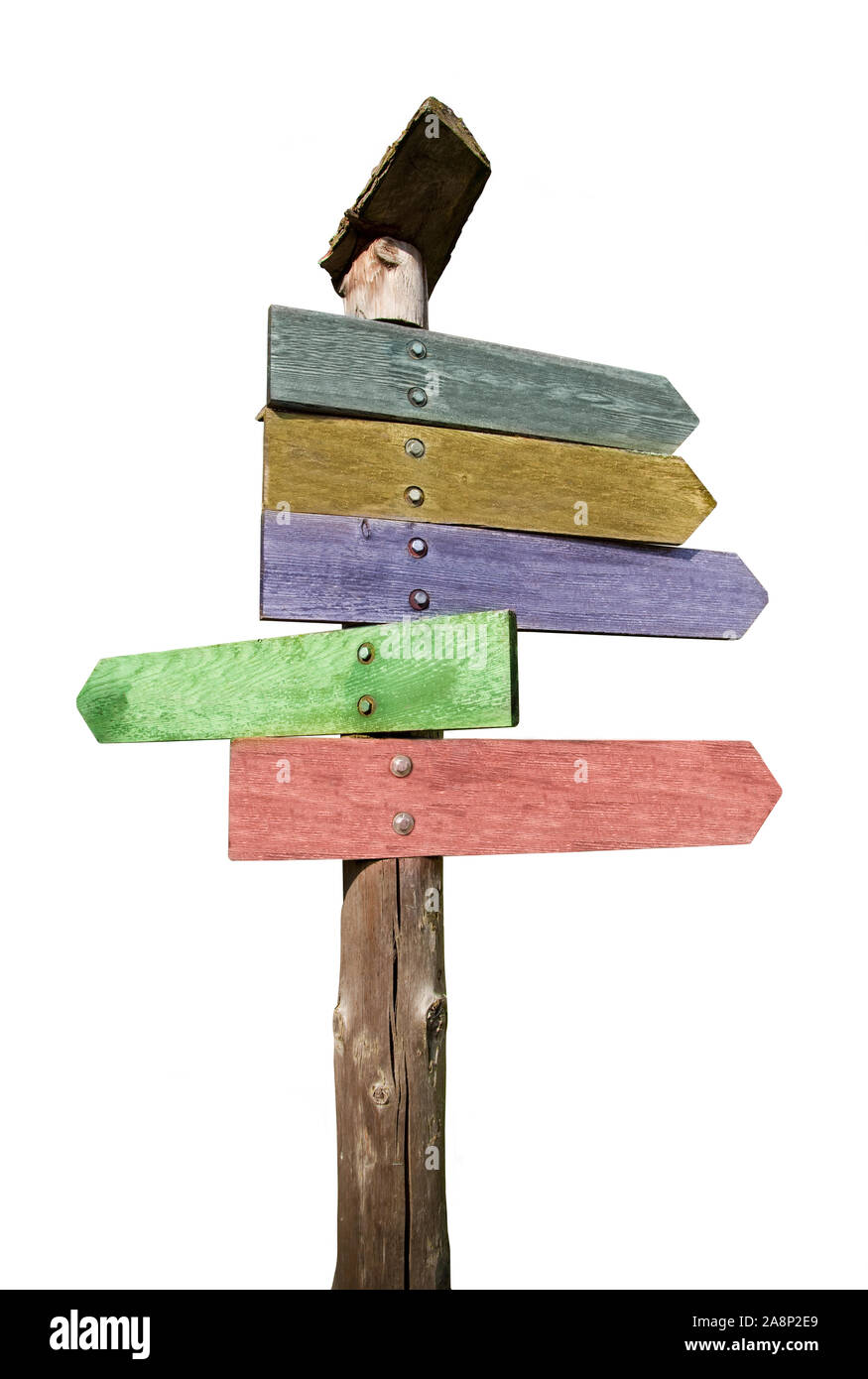 directional wooden arrows on white background Stock Photo - Alamy