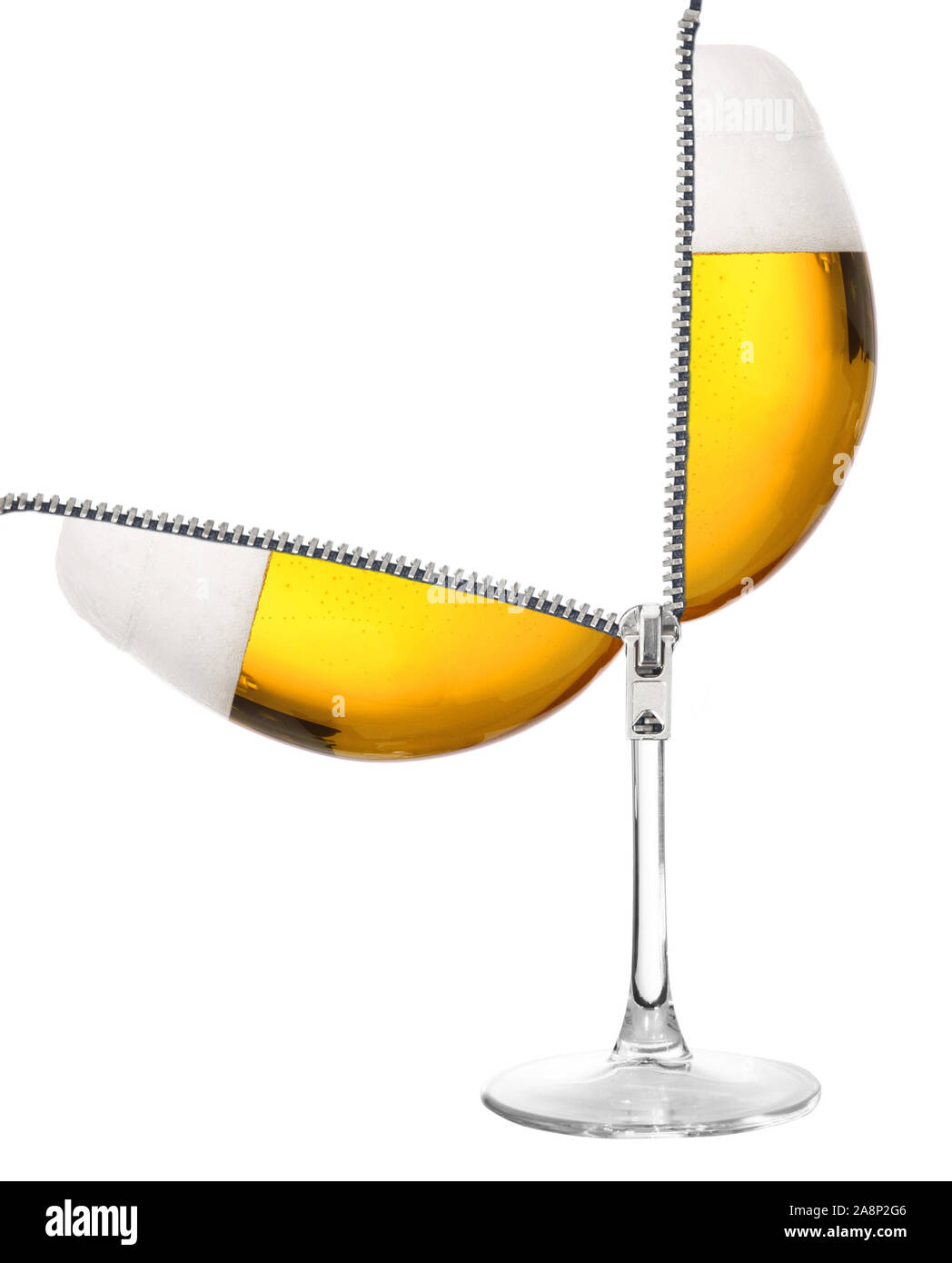 half beer glass on white background Stock Photo - Alamy