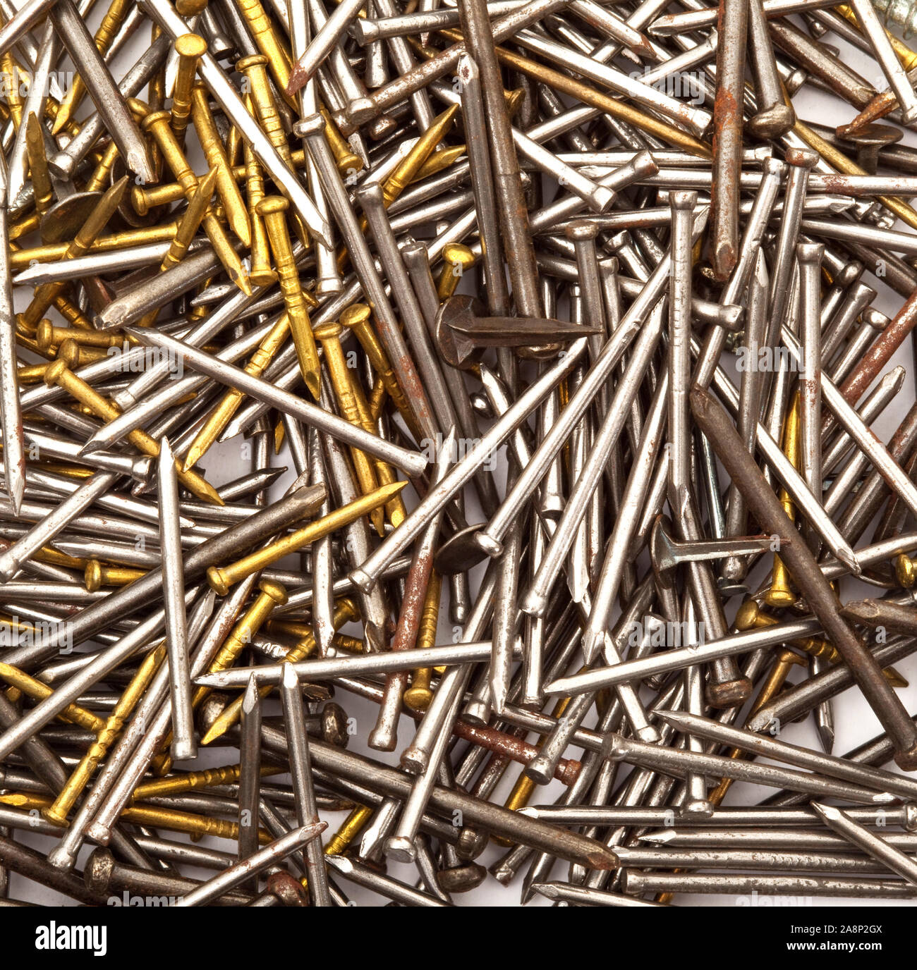 a bottom of metal nails Stock Photo - Alamy