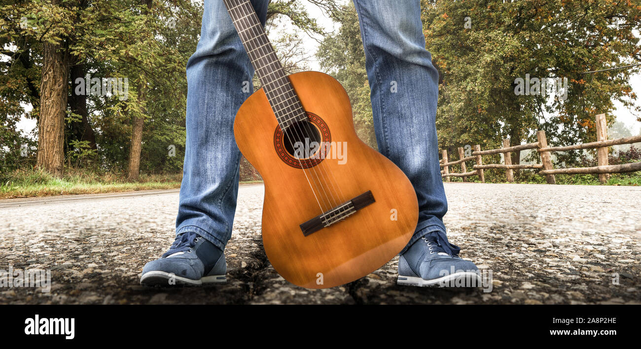 Guitar on road hi-res stock photography and images - Alamy
