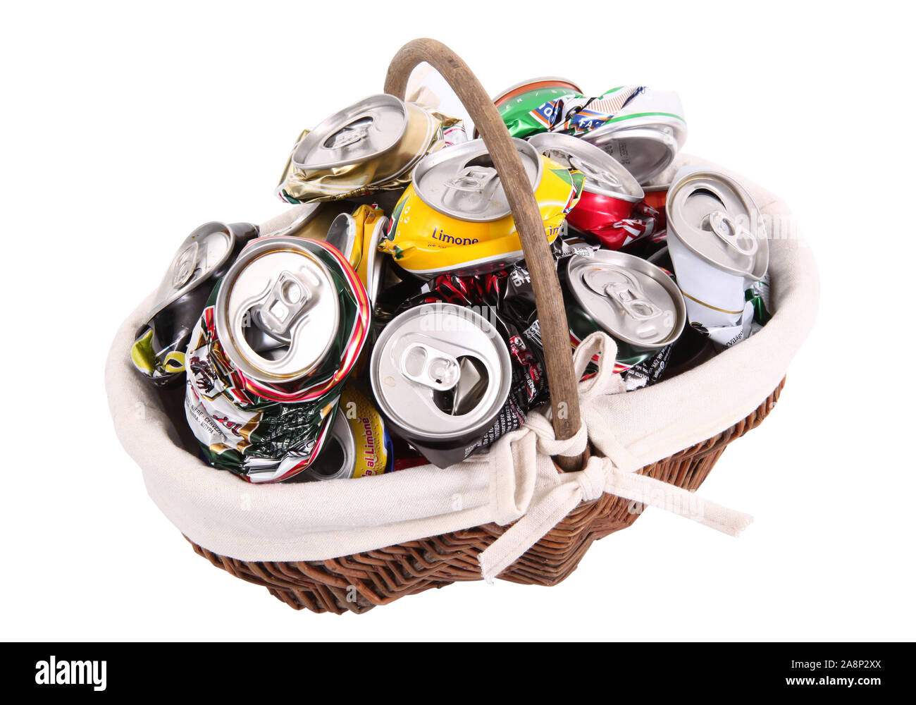Crushed aluminum can on white background Stock Photo - Alamy