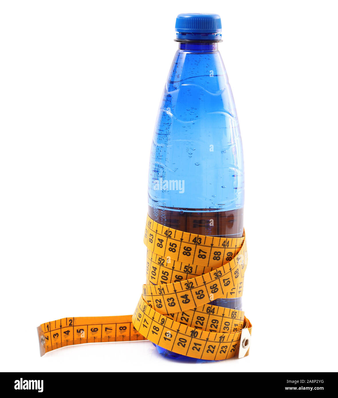 bottle of water with meter on white background Stock Photo - Alamy