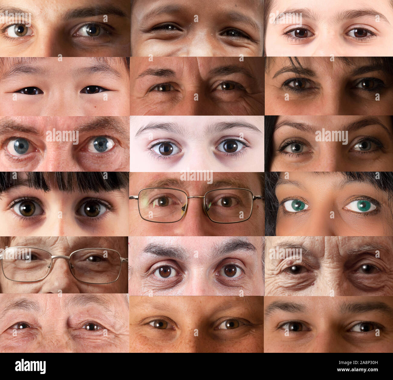 eyes collage on white background Stock Photo - Alamy