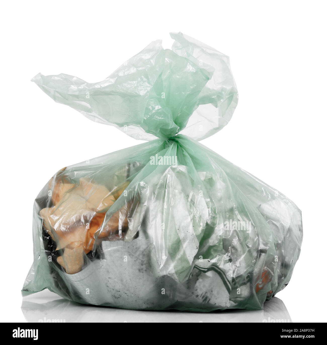 bag full of garbage on white background Stock Photo - Alamy