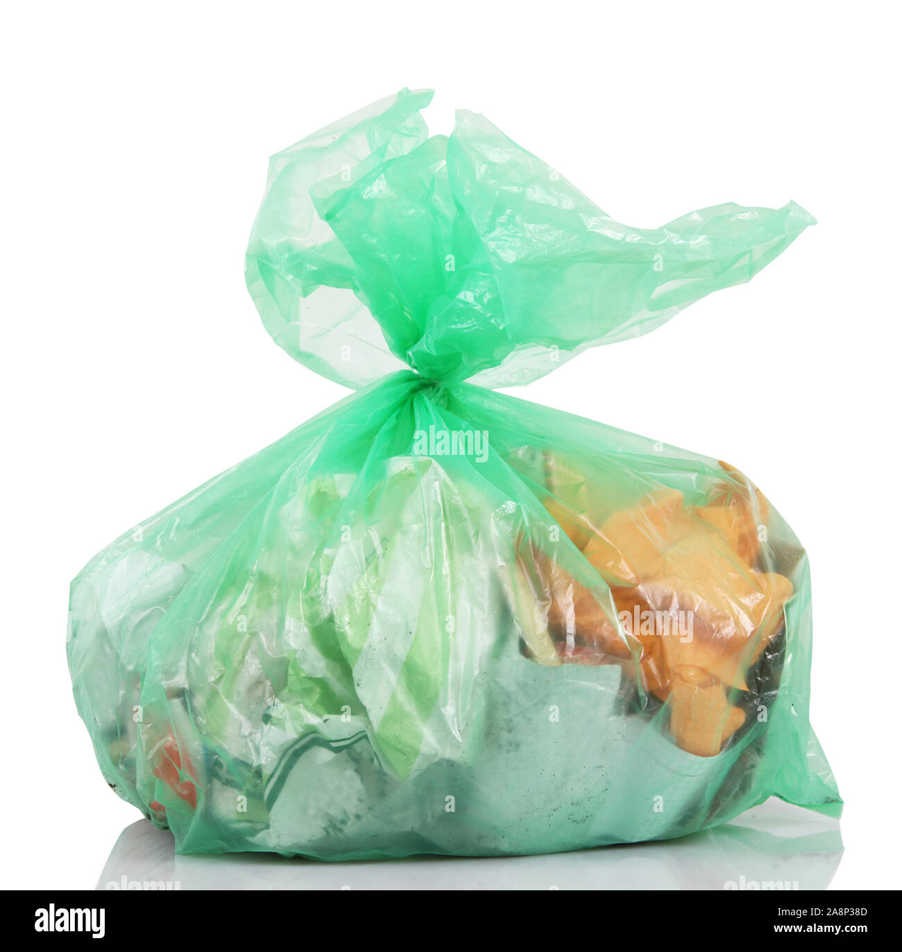 bag full of garbage on white background Stock Photo - Alamy