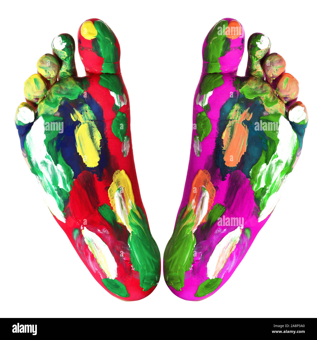 isolated colored feet on white background Stock Photo - Alamy