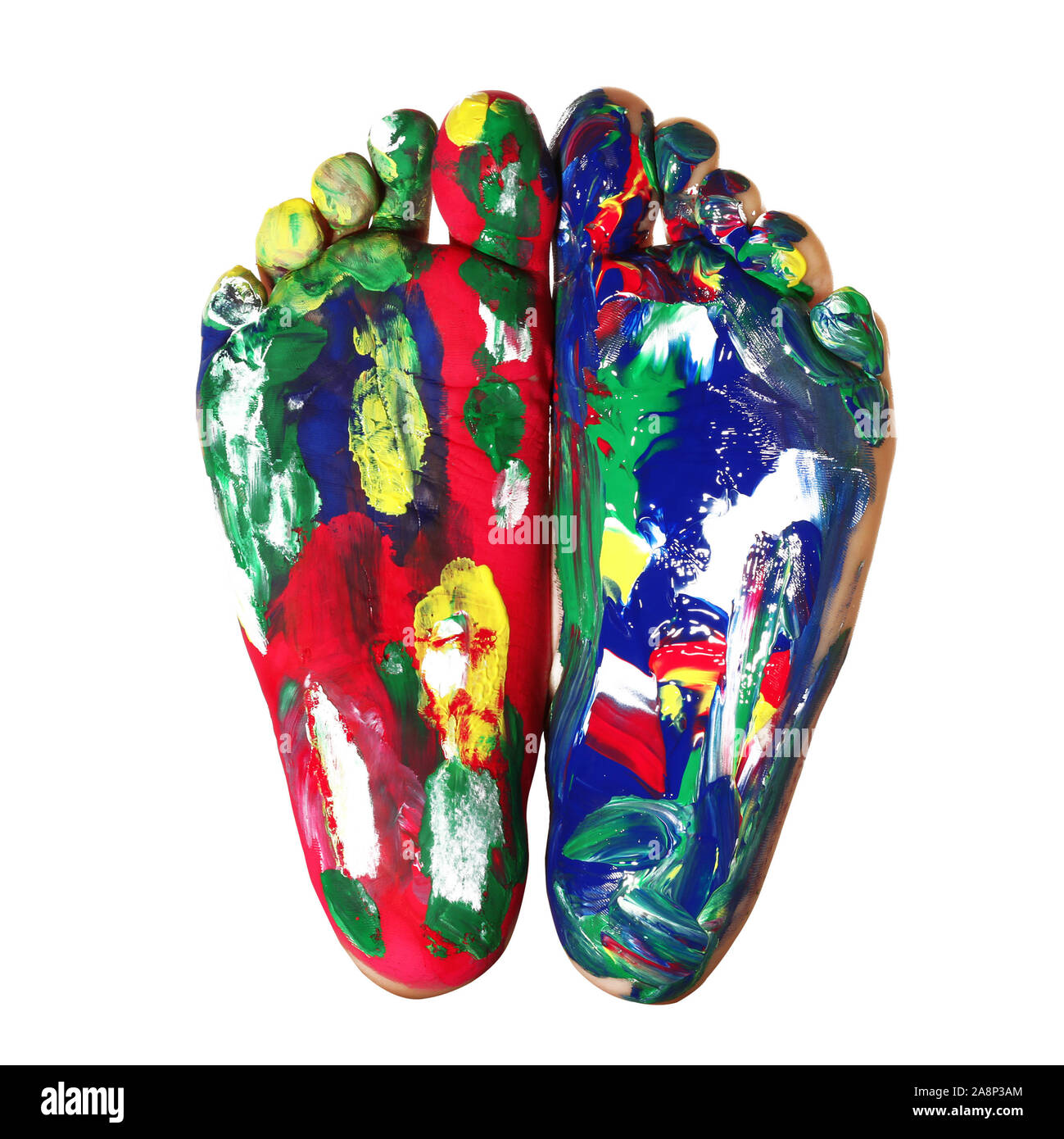 isolated colored feet on white background Stock Photo - Alamy