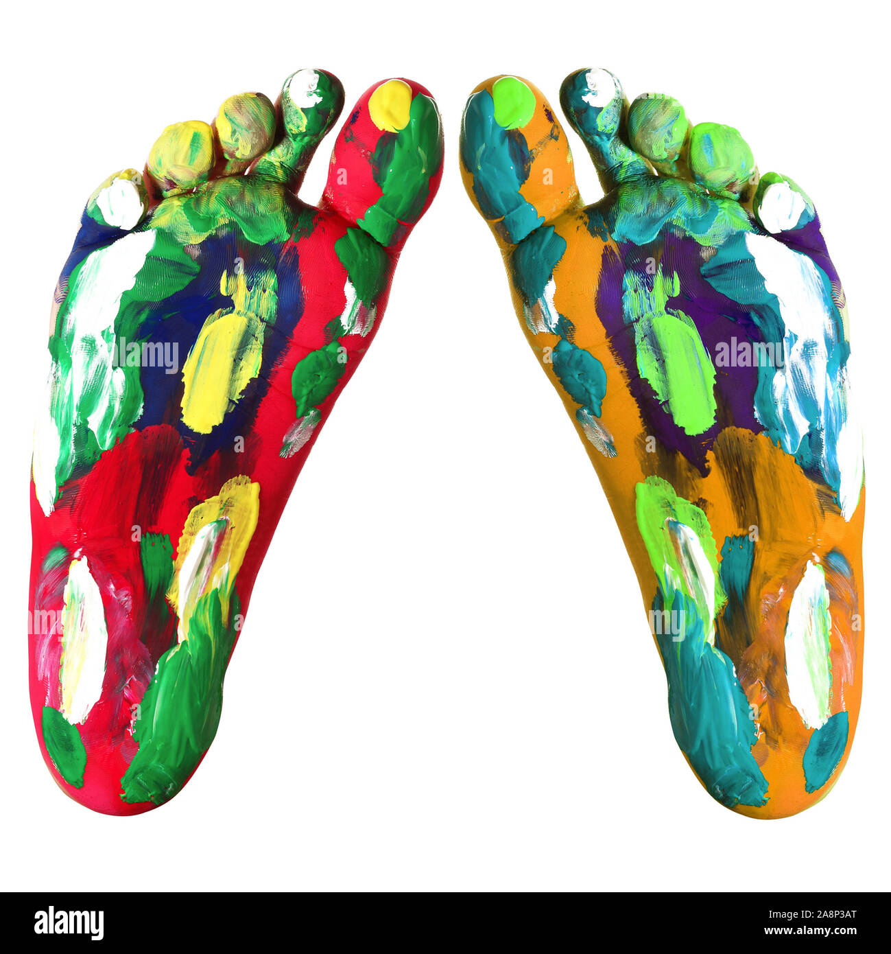 isolated colored feet on white background Stock Photo - Alamy