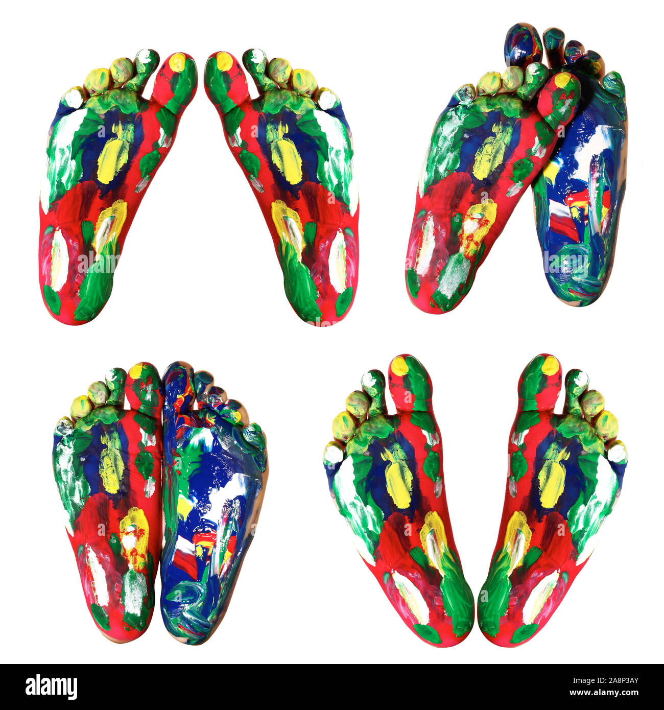 isolated colored feet on white background Stock Photo - Alamy