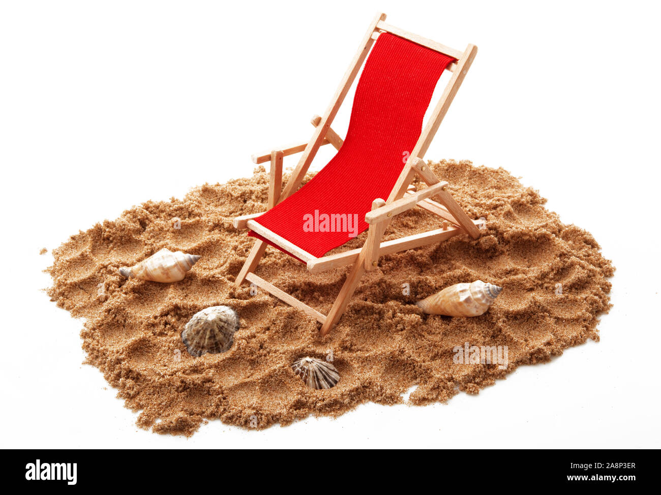 Beach chair with shellfish on white background Stock Photo - Alamy