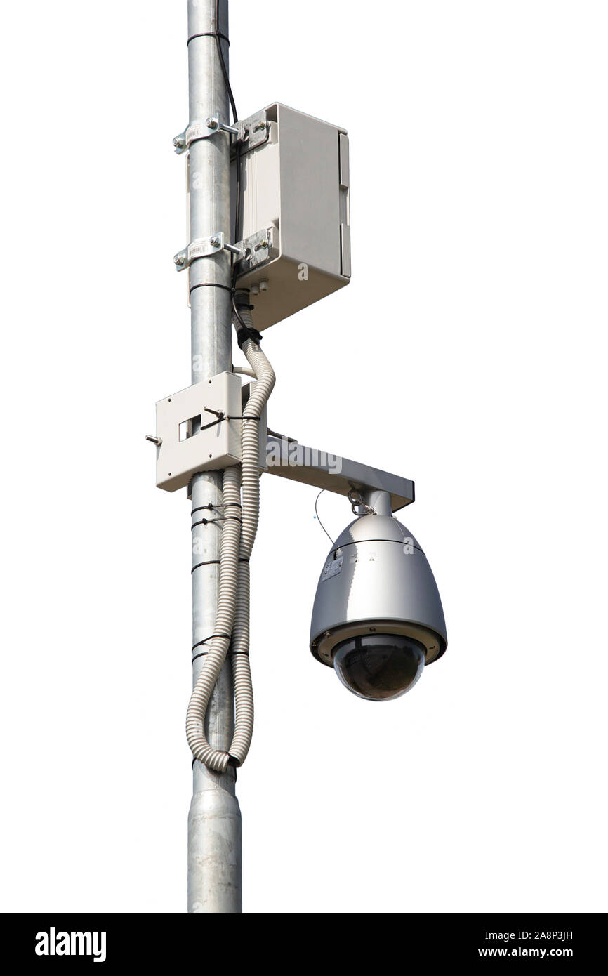 control camera on white background Stock Photo - Alamy