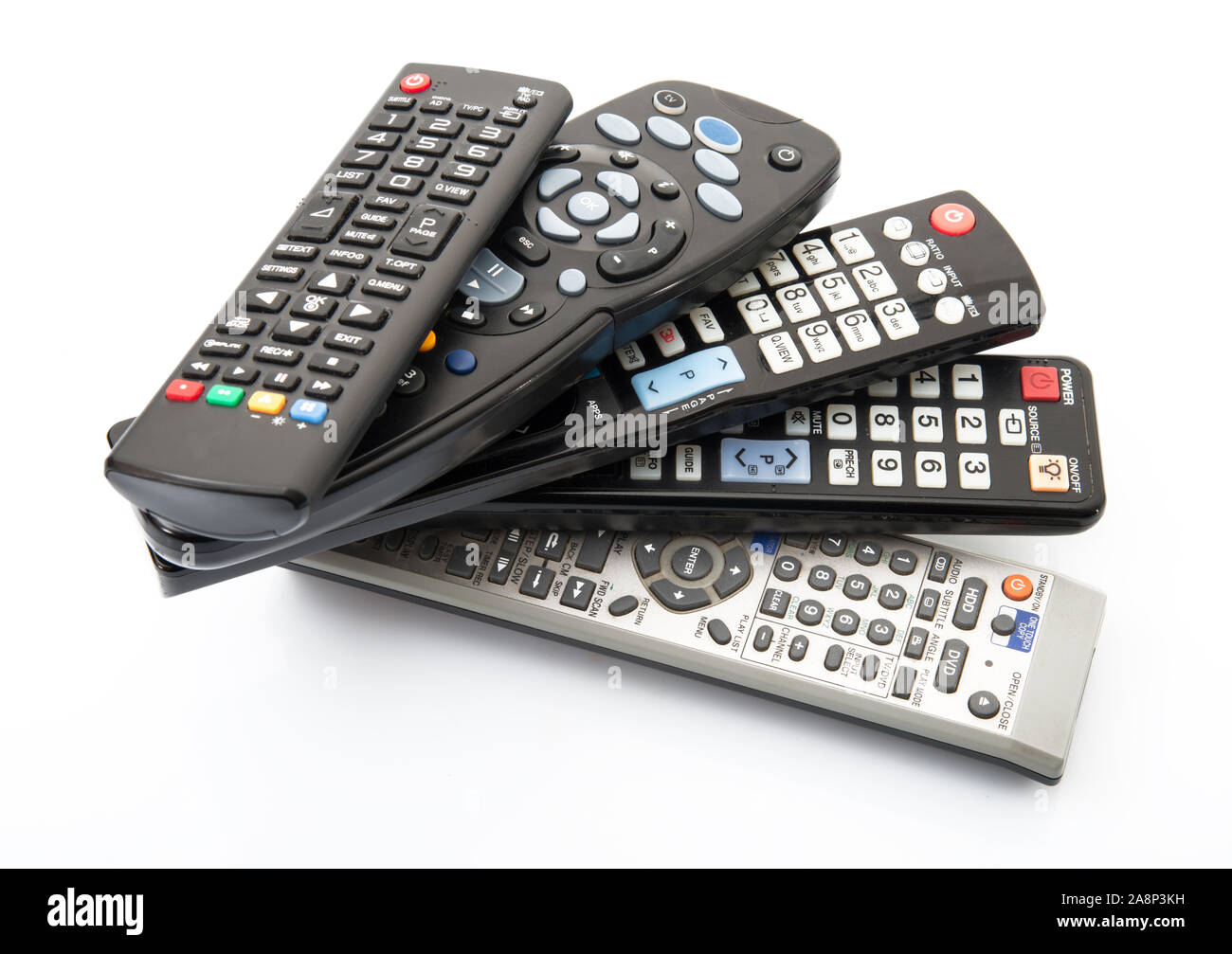 isolated remote control group on white background Stock Photo - Alamy