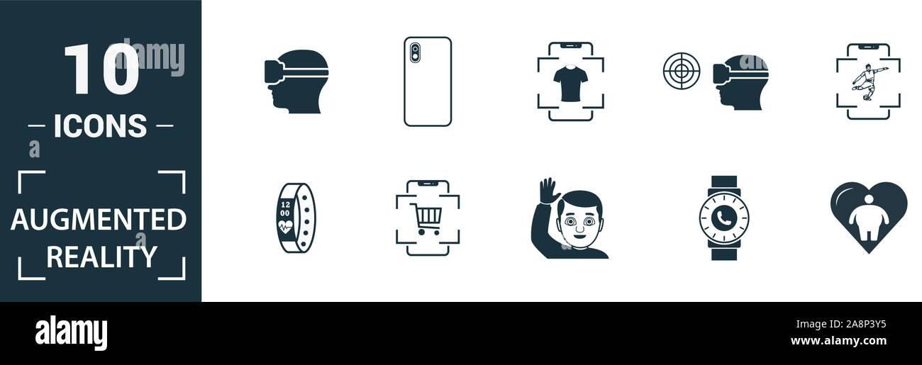 Ar And Vr icon set. Include creative elements augmented reality, 360 ...