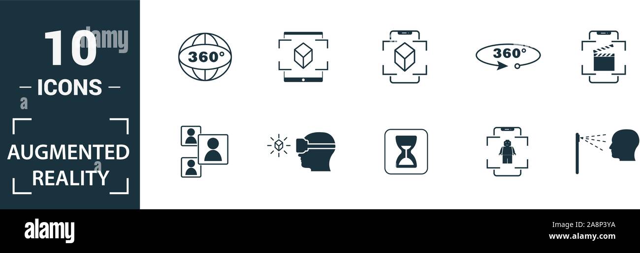 Ar And Vr icon set. Include creative elements augmented reality, 360 ...
