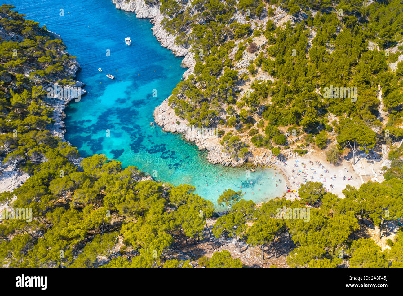 Panoramic view of Calanques National Park near Cassis fishing village ...