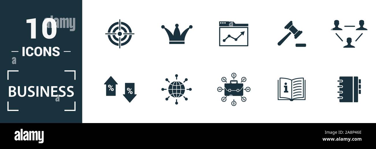 Business icon set. Include creative elements diagram, worldwide ...