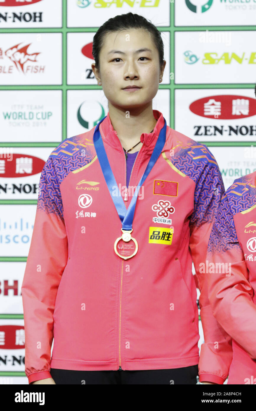 Tokyo, Japan. 10th Nov, 2019. Ning Ding of China poses for the cameras ...