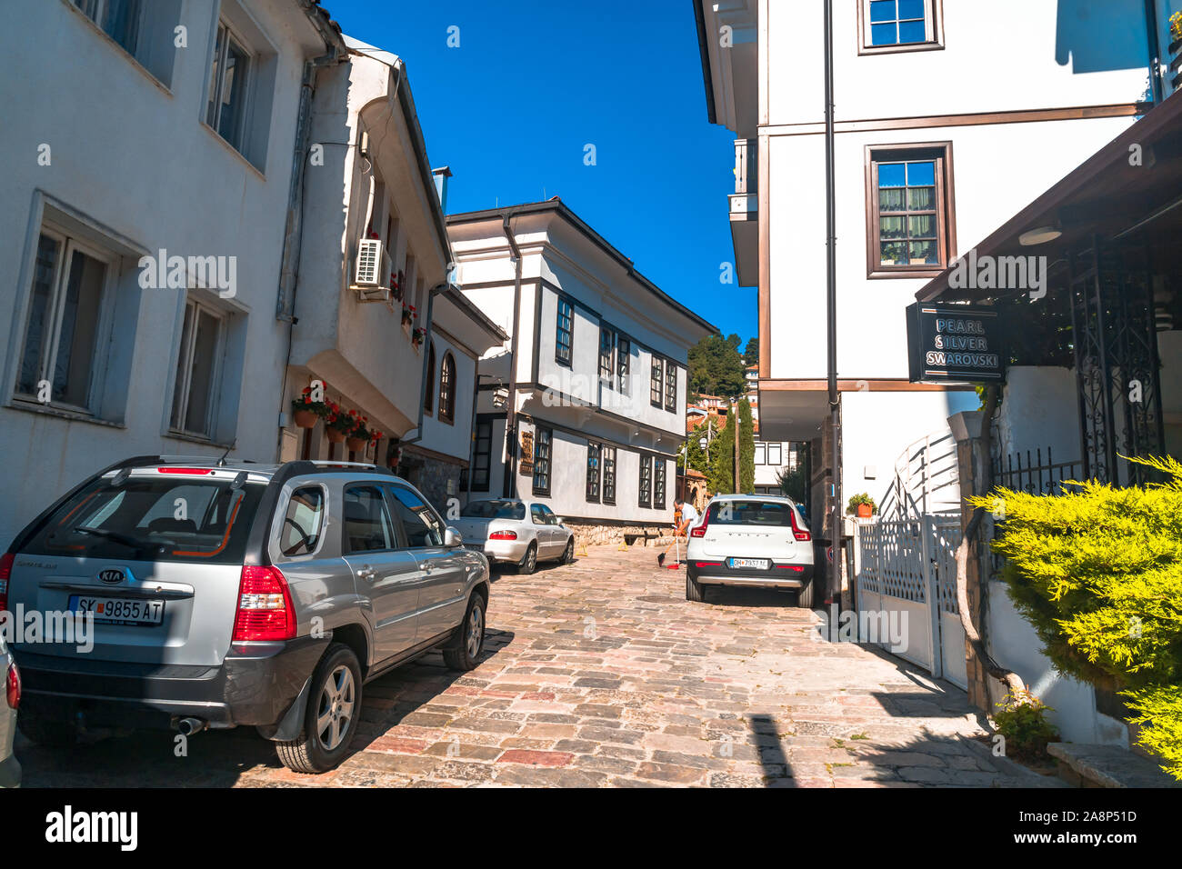 OHRID, MACEDONIA - AUGUST 7, 2019 : View of the buildings in Ohrid ...