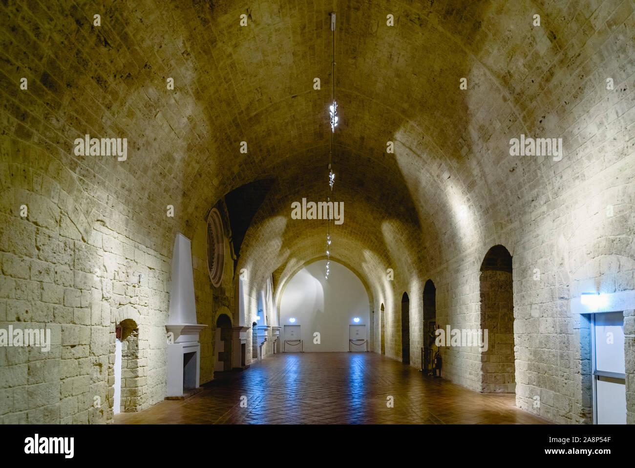 Great empty room inside the castle of Bari Stock Photo - Alamy