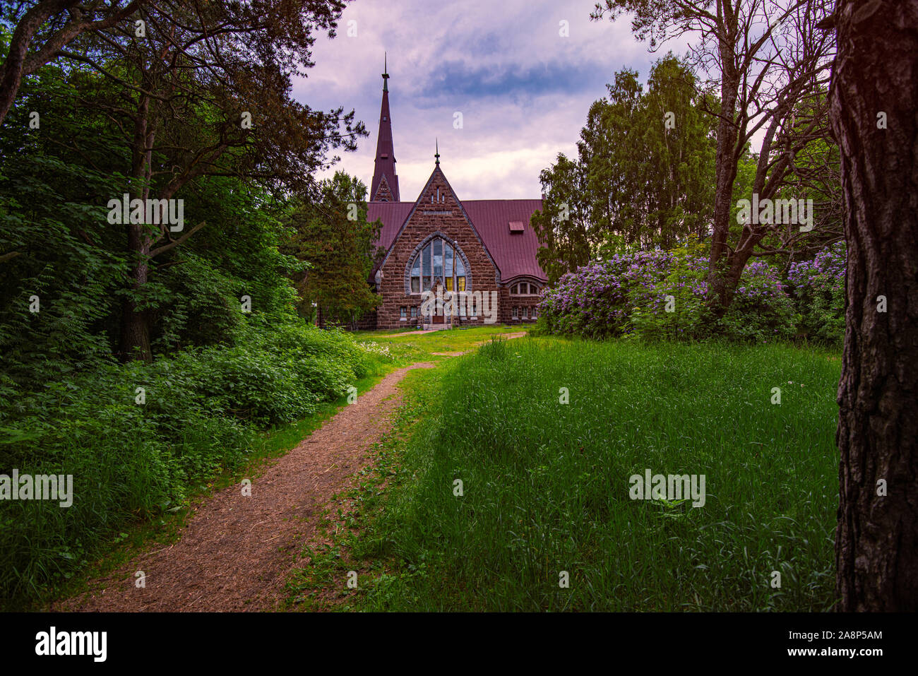 Old finnish church Koiviston kirkko in Primorsk city of Russia at ...