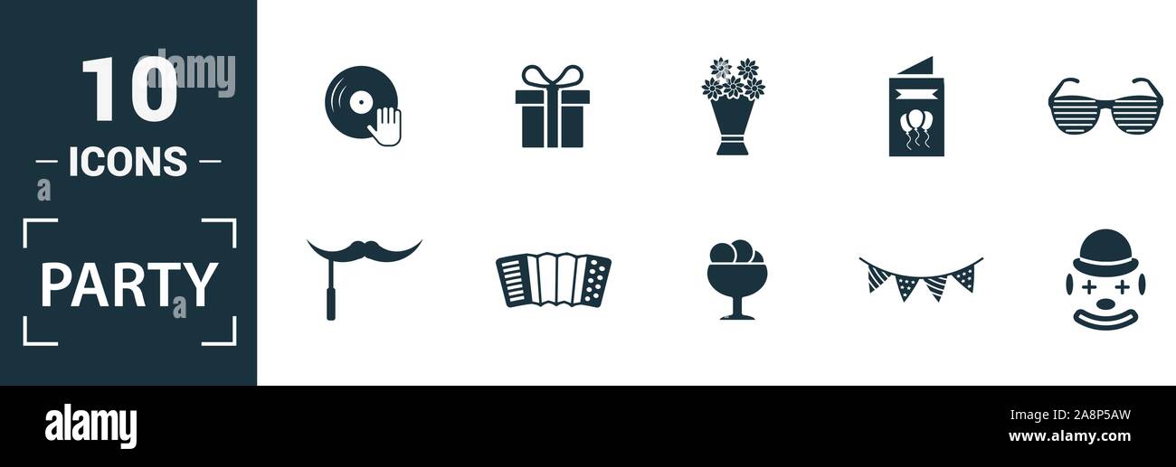 Party Icon icon set. Include creative elements flapper with confetti ...