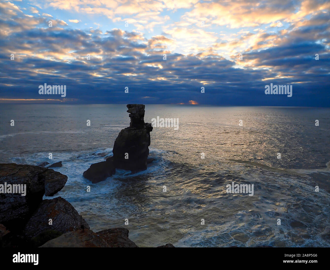 Huge interesting cliffs in Peniche in Portugal with a face Stock Photo ...