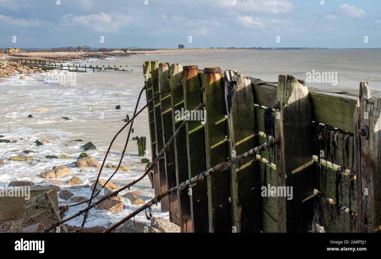 Damage after a major winter storm on Climping Beach, West Sussex ...