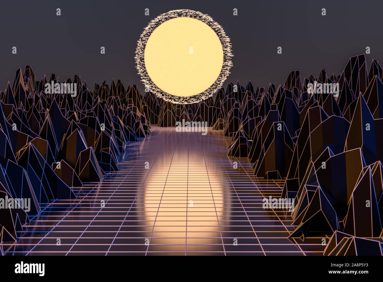 3d background Illustration Inspired by 80's Scene synthwave and ...